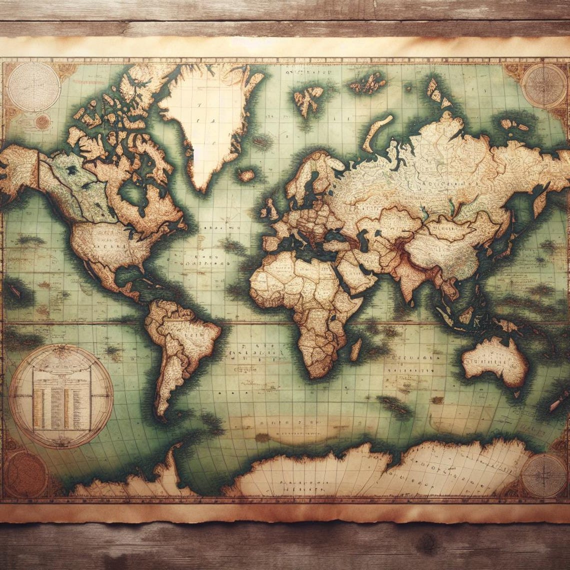 Antique Style World Map Digital Wall Art Printable - Etsy