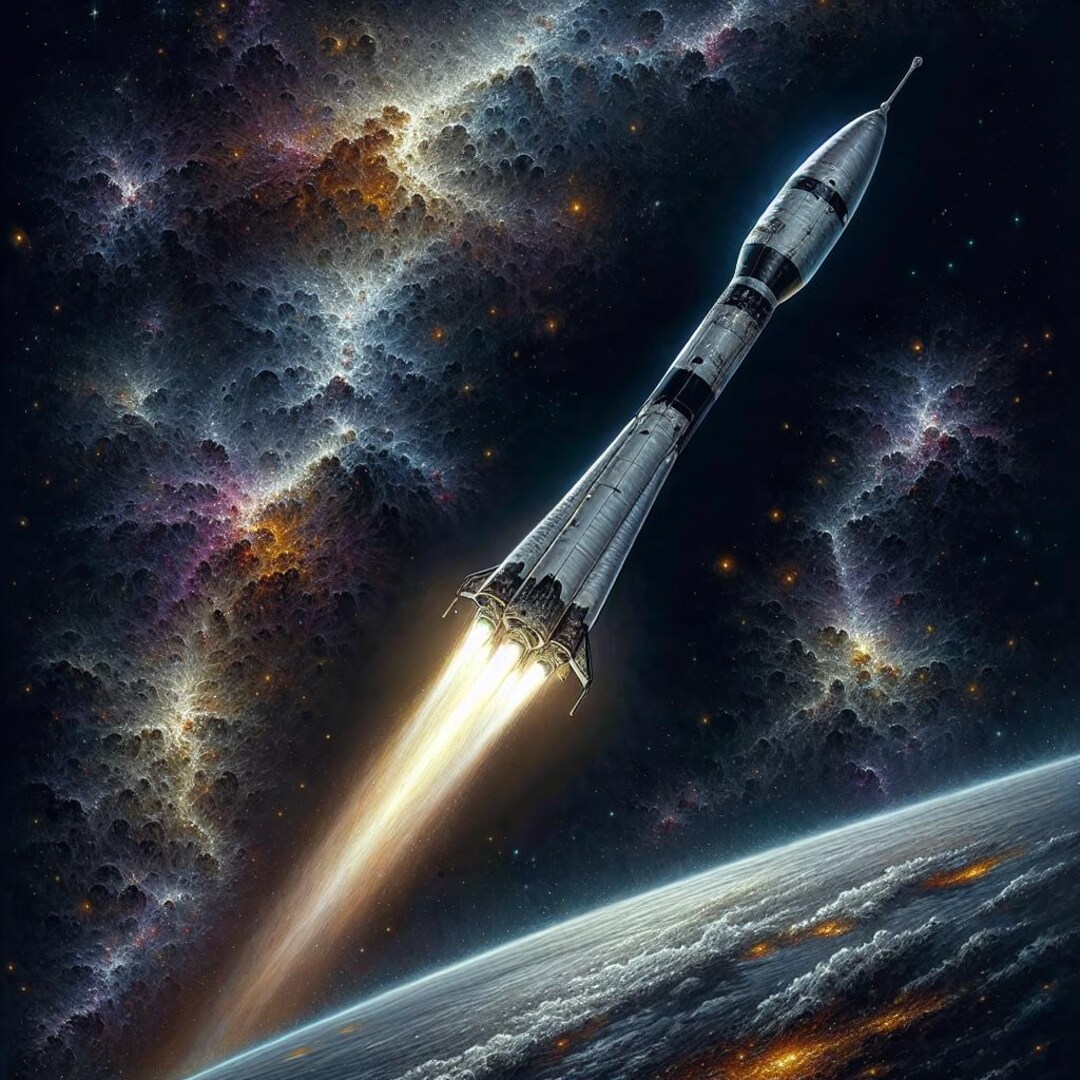 Space Rocket Watercolor Illustration Digital Wall Art Printable - Etsy