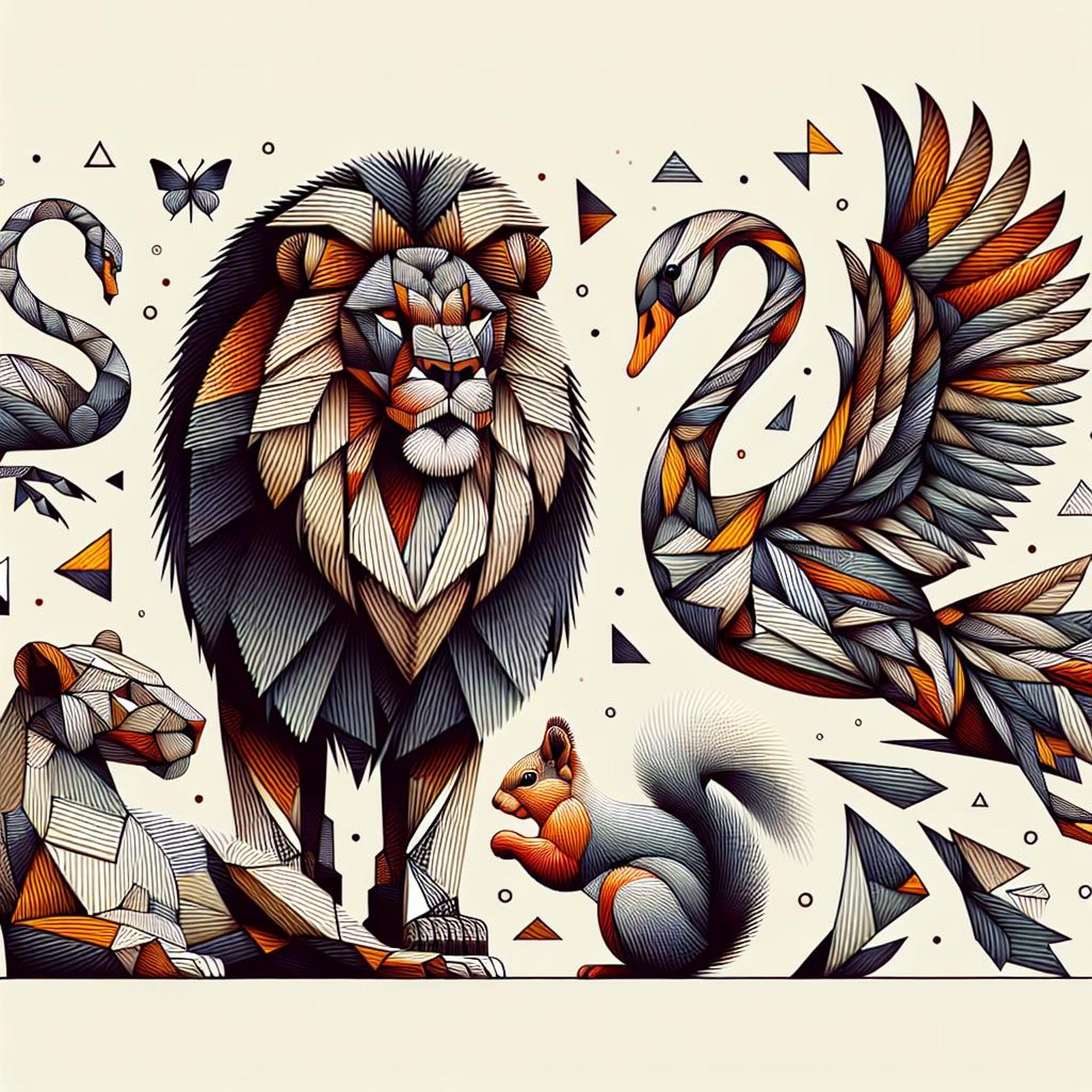 Geometric Animal Portrait Digital Wall Art Printable - Etsy
