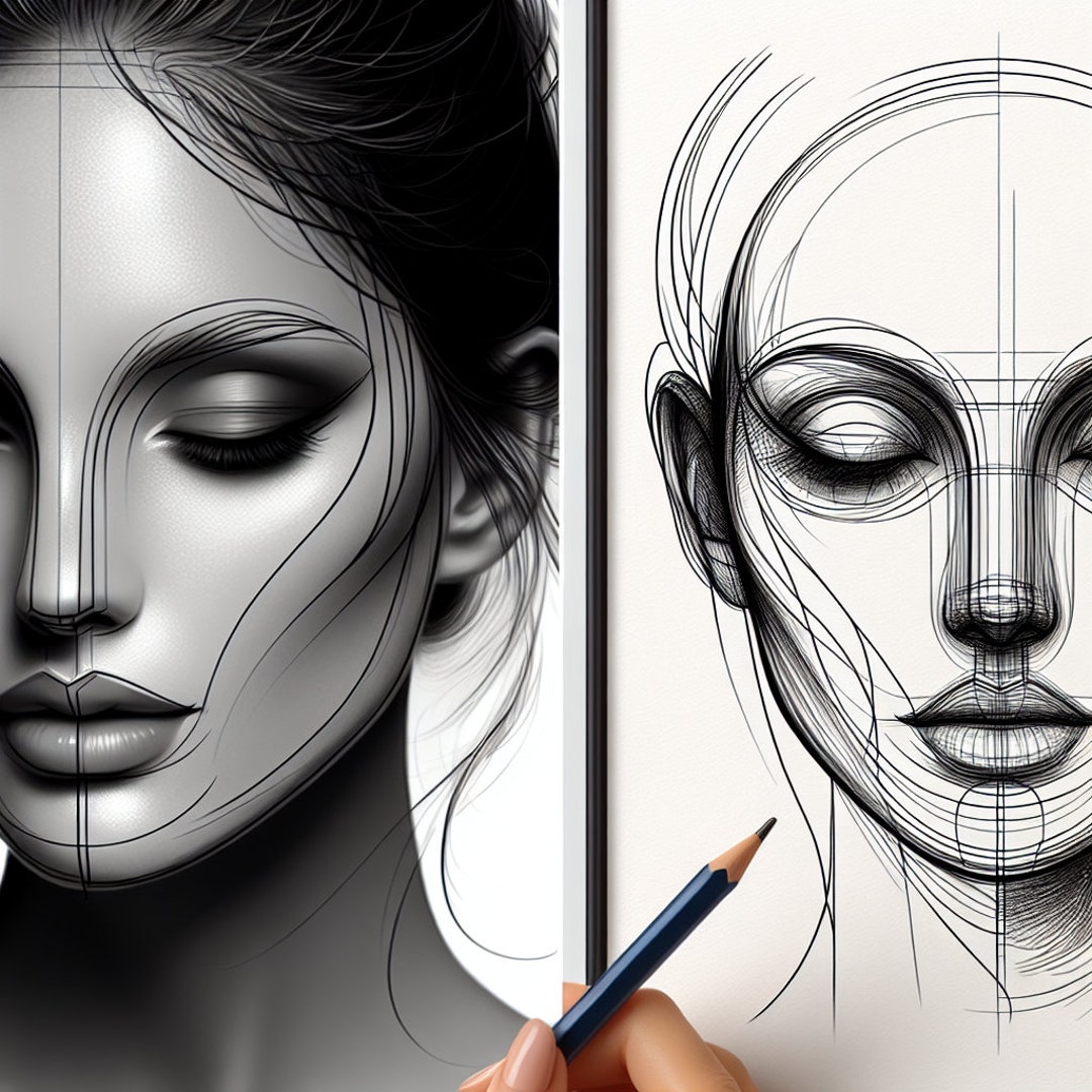 Minimalist Face Line Art Print, Modern Abstract Portrait (digital ...