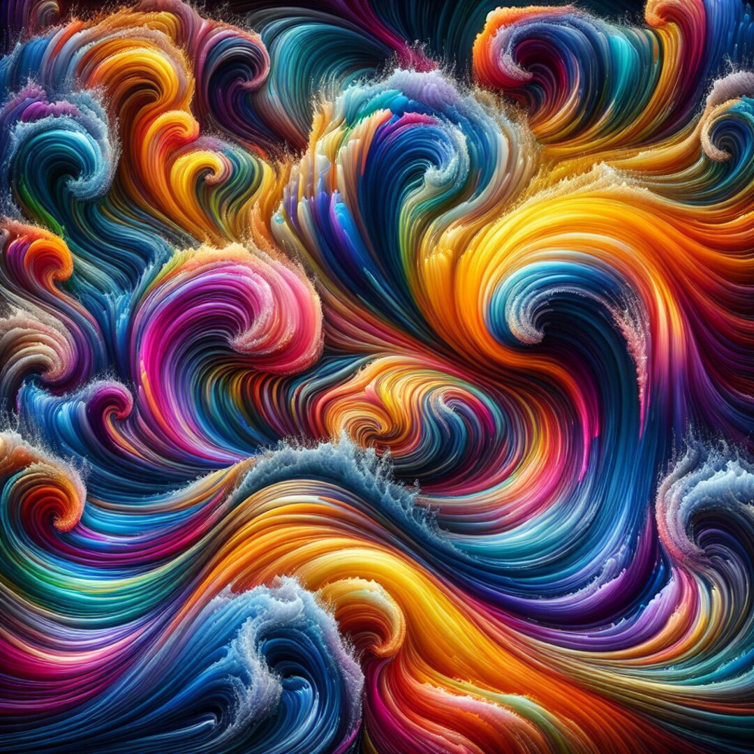 Vibrant Abstract Waves Digital Wall Art Bold Colorful Wave Pattern ...