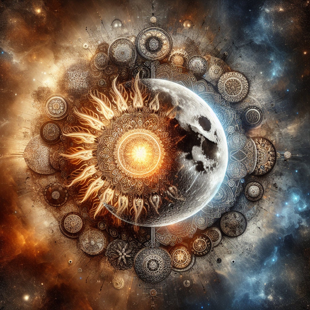 Boho Sun and Moon Digital Wall Art - Celestial Bohemian Print, Mystical ...