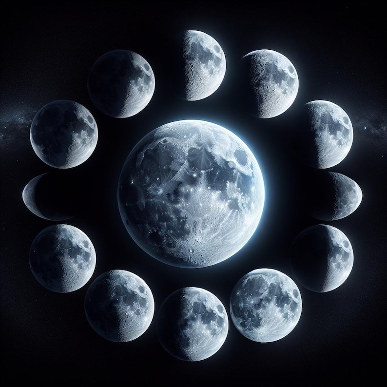 Lunar Phases Moon Cycle Digital Wall Art Printable - Etsy