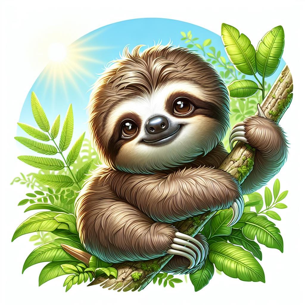 Hanging Sloth Illustration Digital Wall Art Printable - Etsy