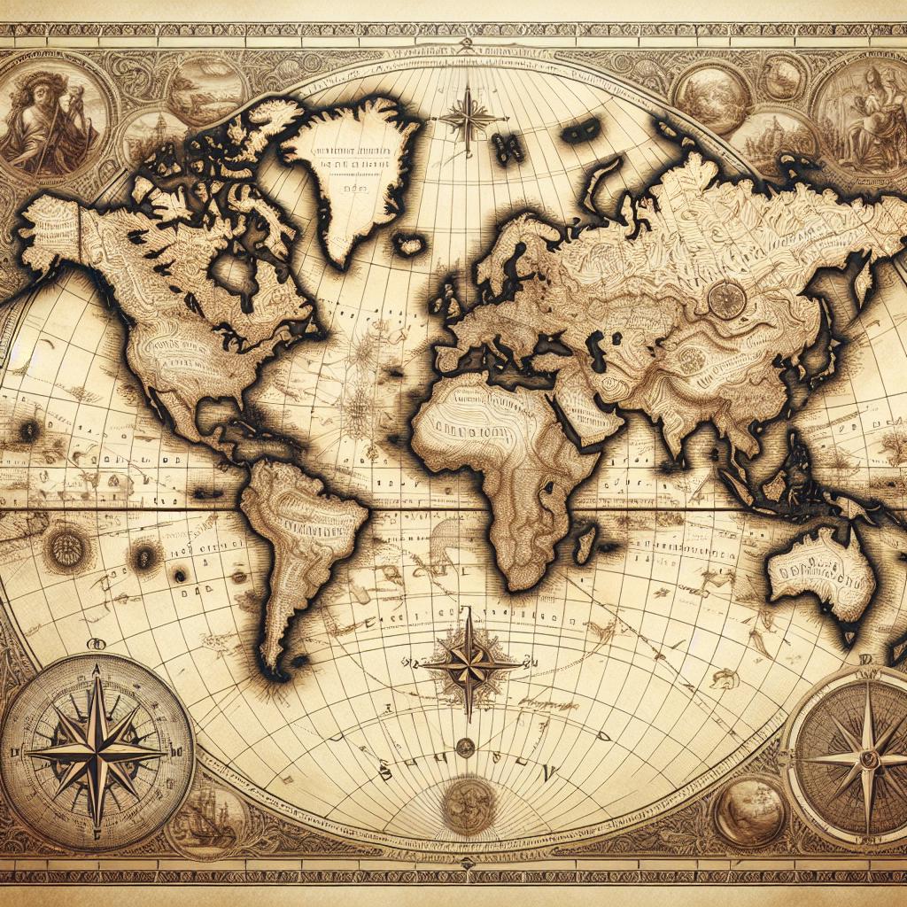 Antique Style World Map Digital Wall Art Printable - Etsy