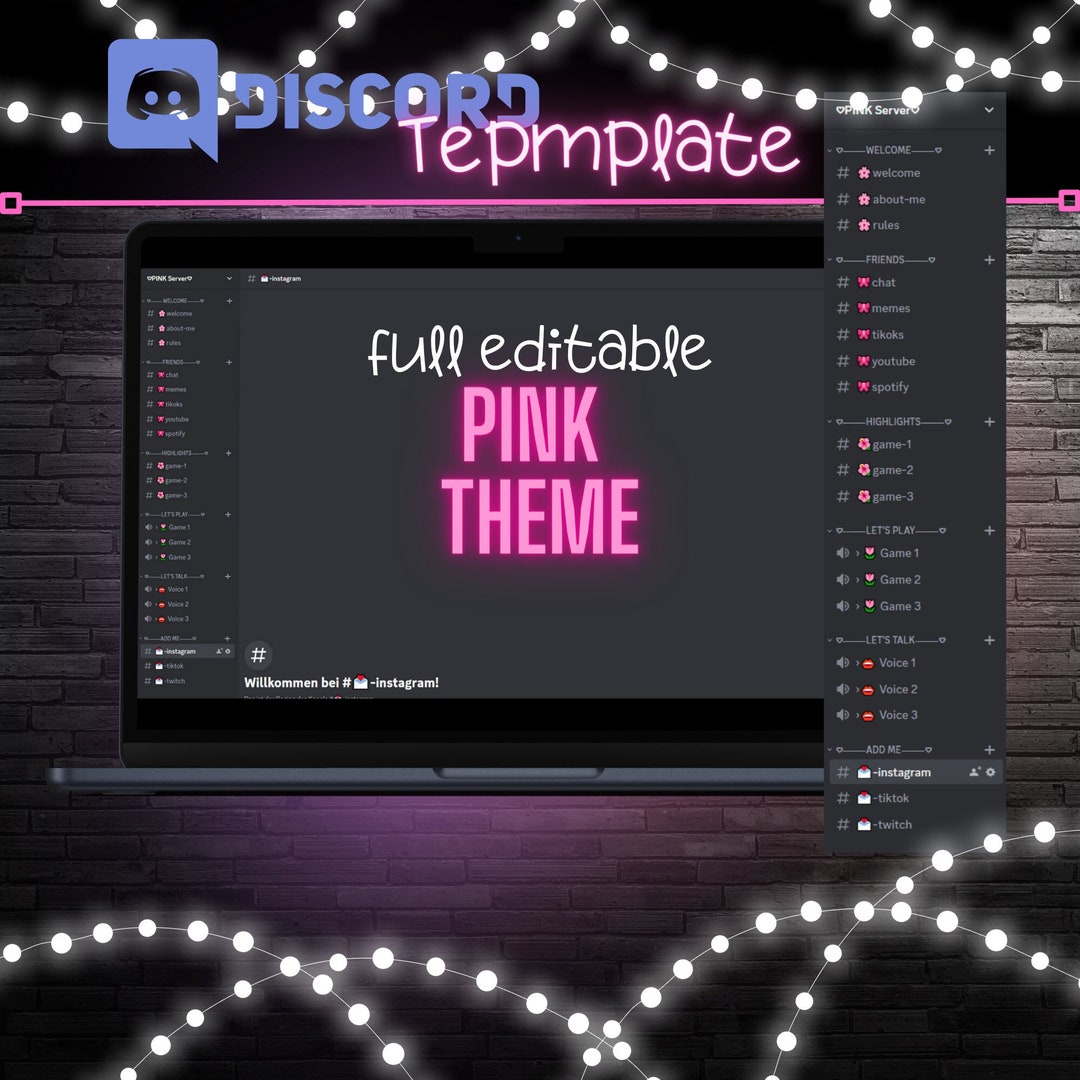 PINK THEME Discord Server Template Direct Download Fully - Etsy