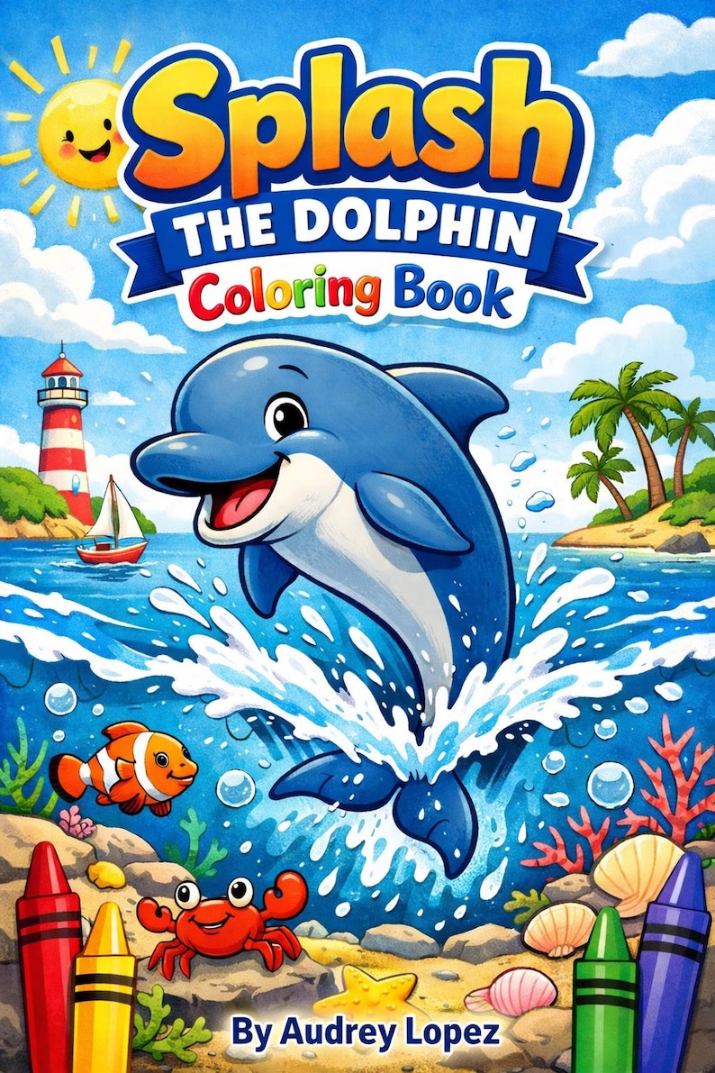 Splash the Dolphin Coloring Book - Etsy