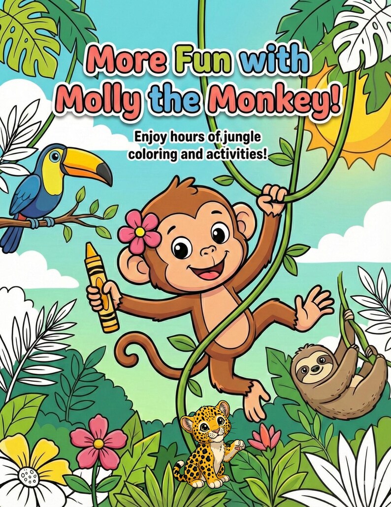 Molly the Monkey Coloring Book for Kids 4 to 10 Printable Animal ...