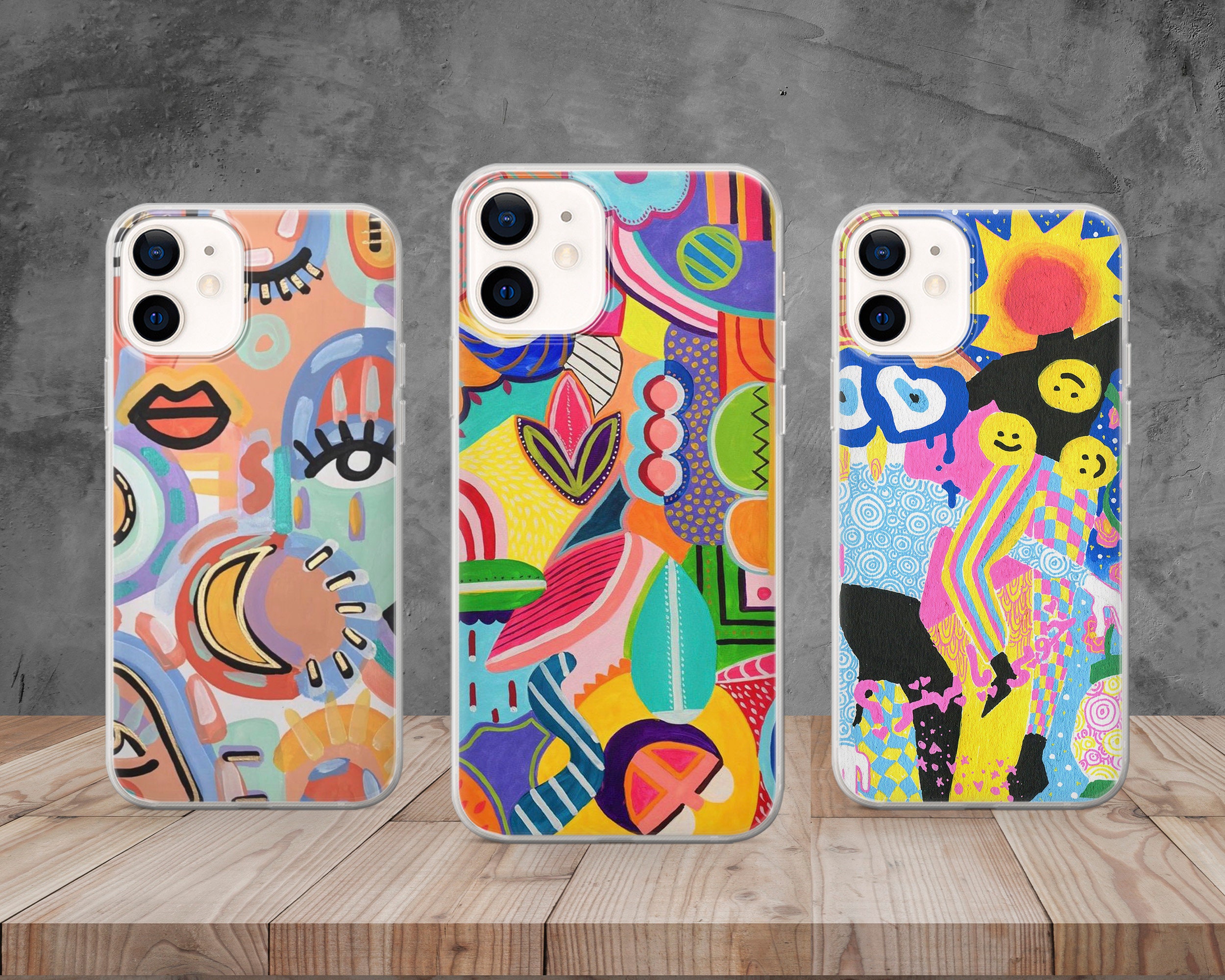 Pop Art Phone Case, Abstract Indie Cover for iPhone 14 Max, 13, 12, 11 ...
