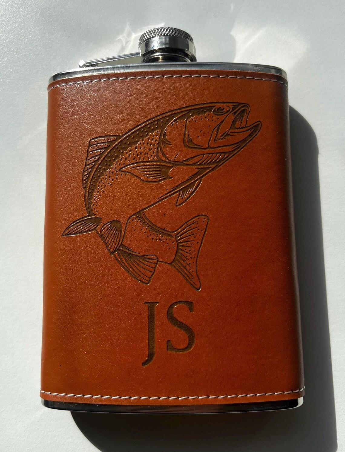 Jumping Trout Flask Personalized With Initials - Etsy