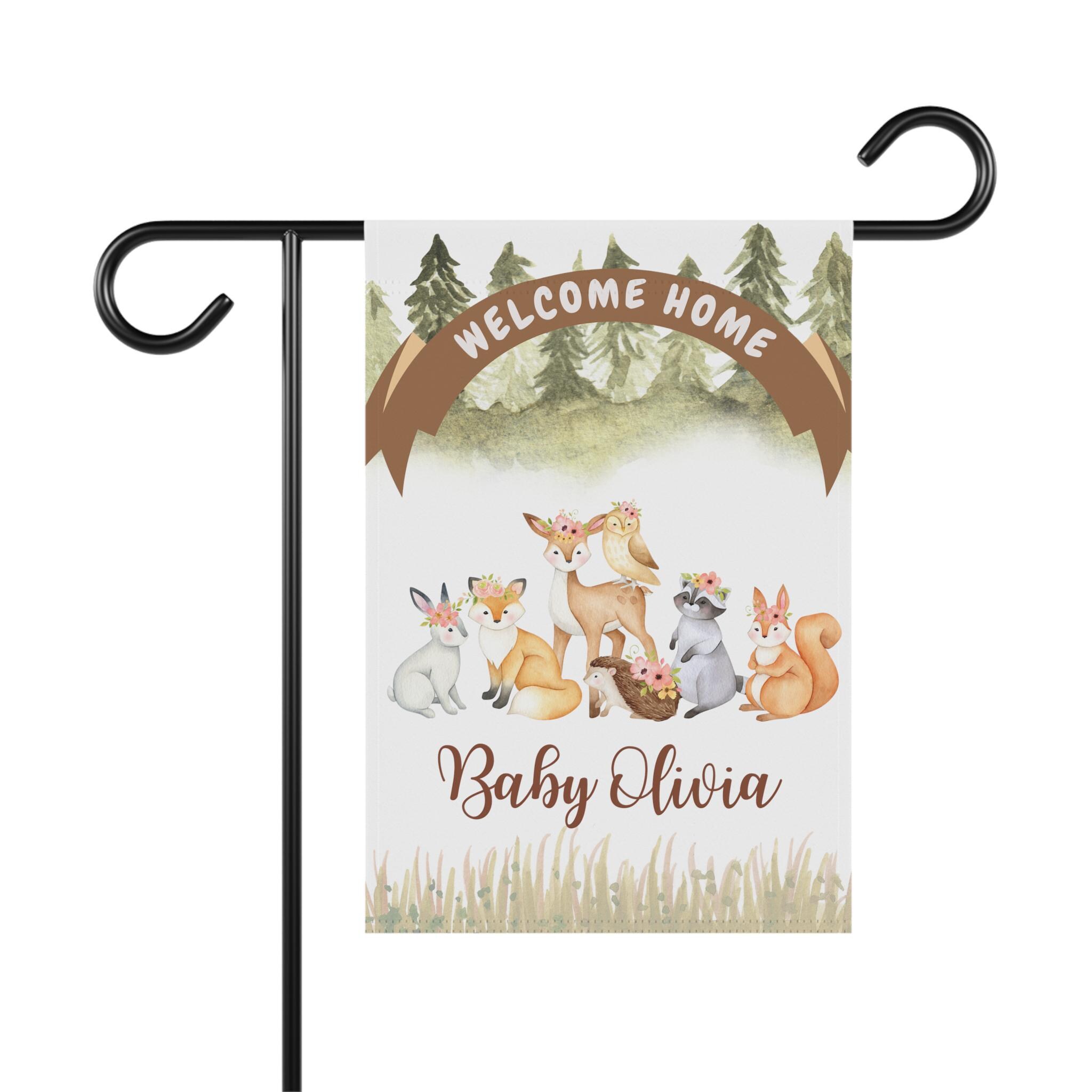 Personalised New Baby Welcome Home Banner, Woodland Theme Nursery ...