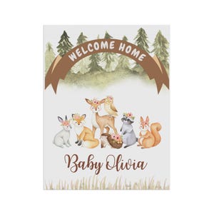 Personalised New Baby Welcome Home Banner, Woodland Theme Nursery ...