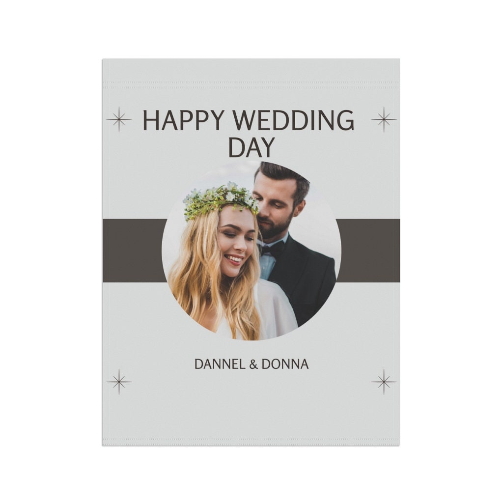 Happy Wedding Day, Personalised Photo Wedding Theme Garden Flag, Banner ...