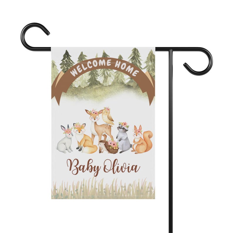 Personalised New Baby Welcome Home Banner, Woodland Theme Nursery ...