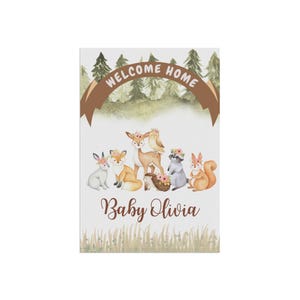 Personalised New Baby Welcome Home Banner, Woodland Theme Nursery ...