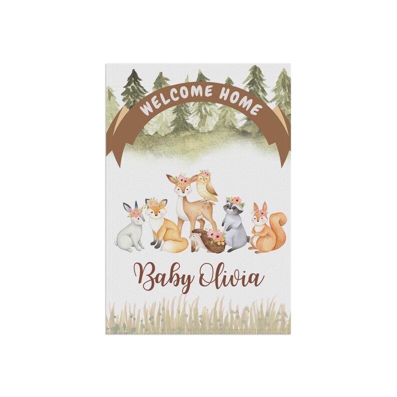 Personalised New Baby Welcome Home Banner, Woodland Theme Nursery ...