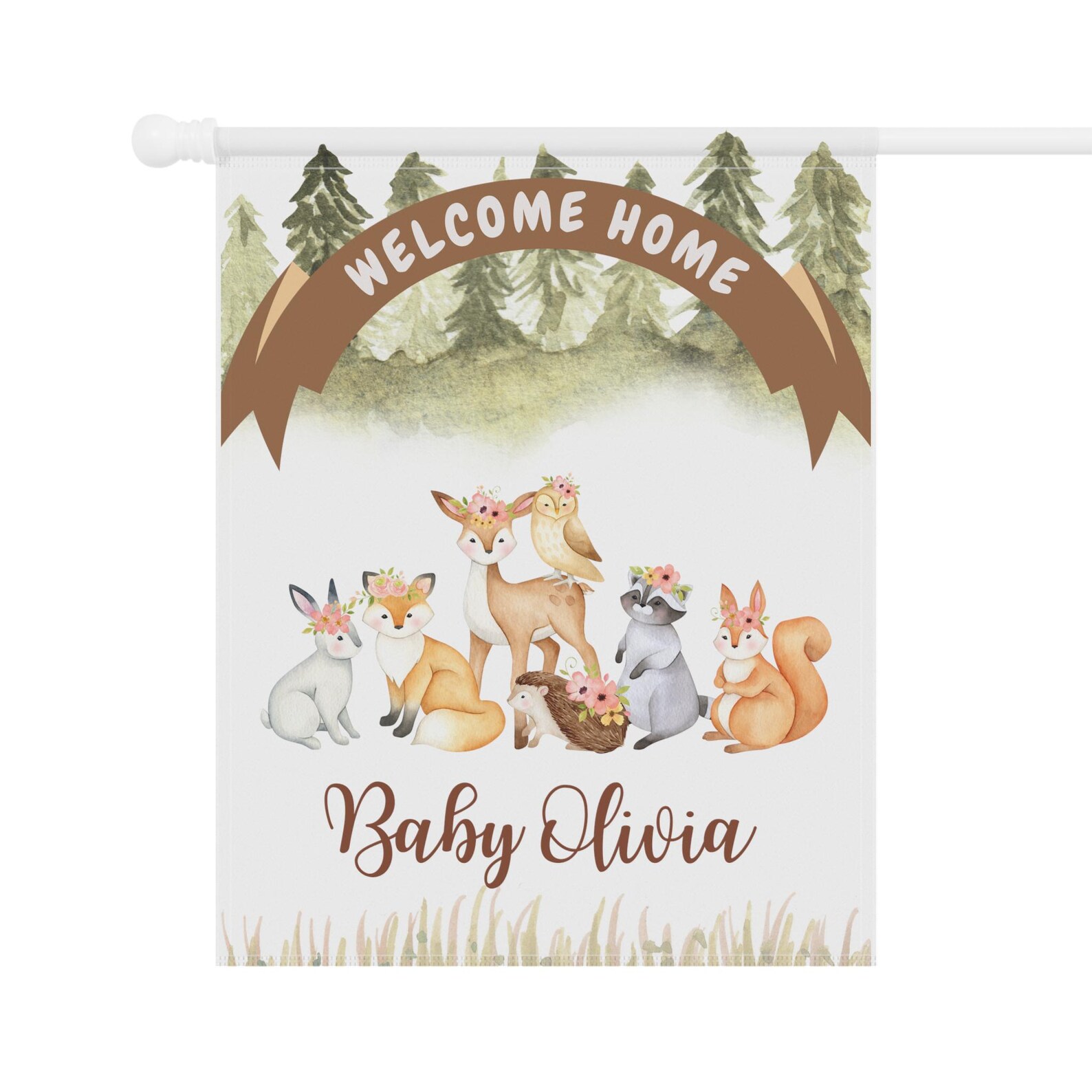 Personalised New Baby Welcome Home Banner, Woodland Theme Nursery ...