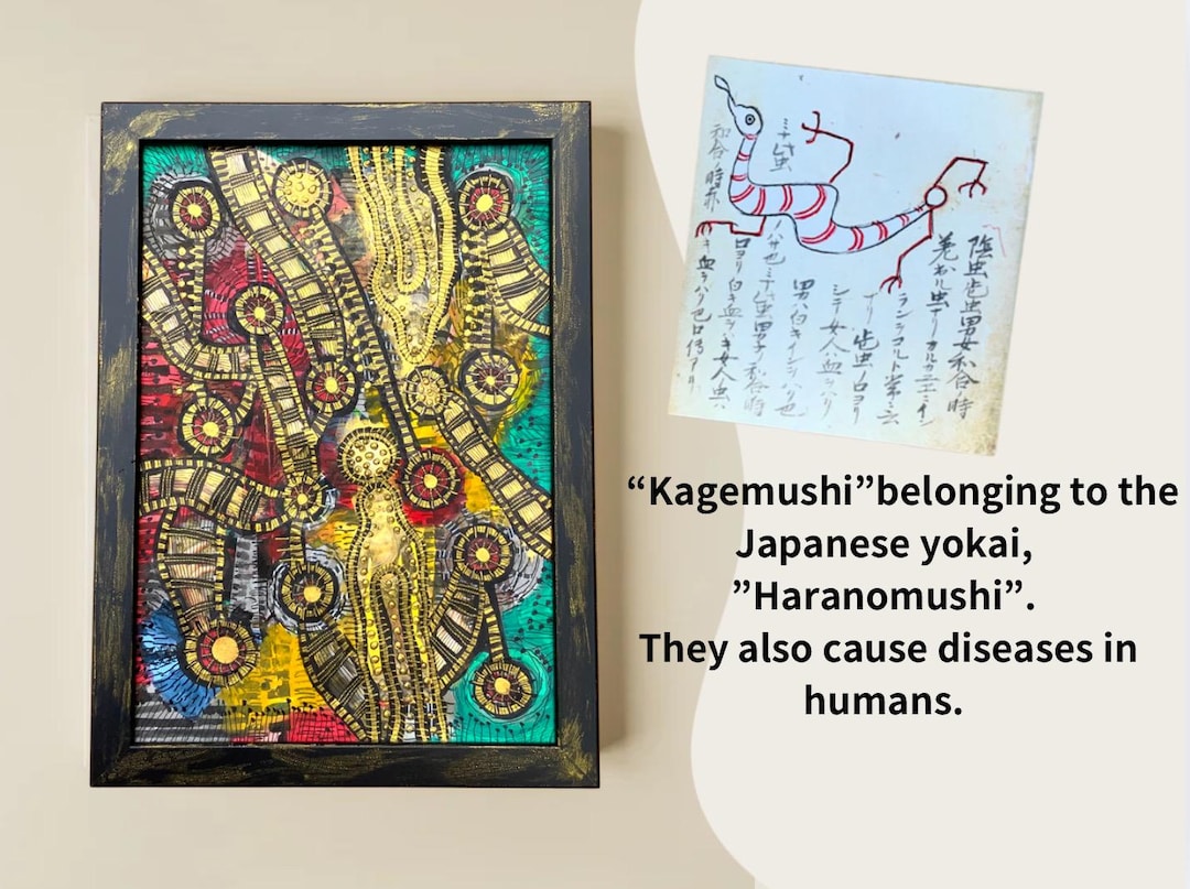 Hand Painted Original Acrylic Painting. Japanese Yokai. Haranomushi ...