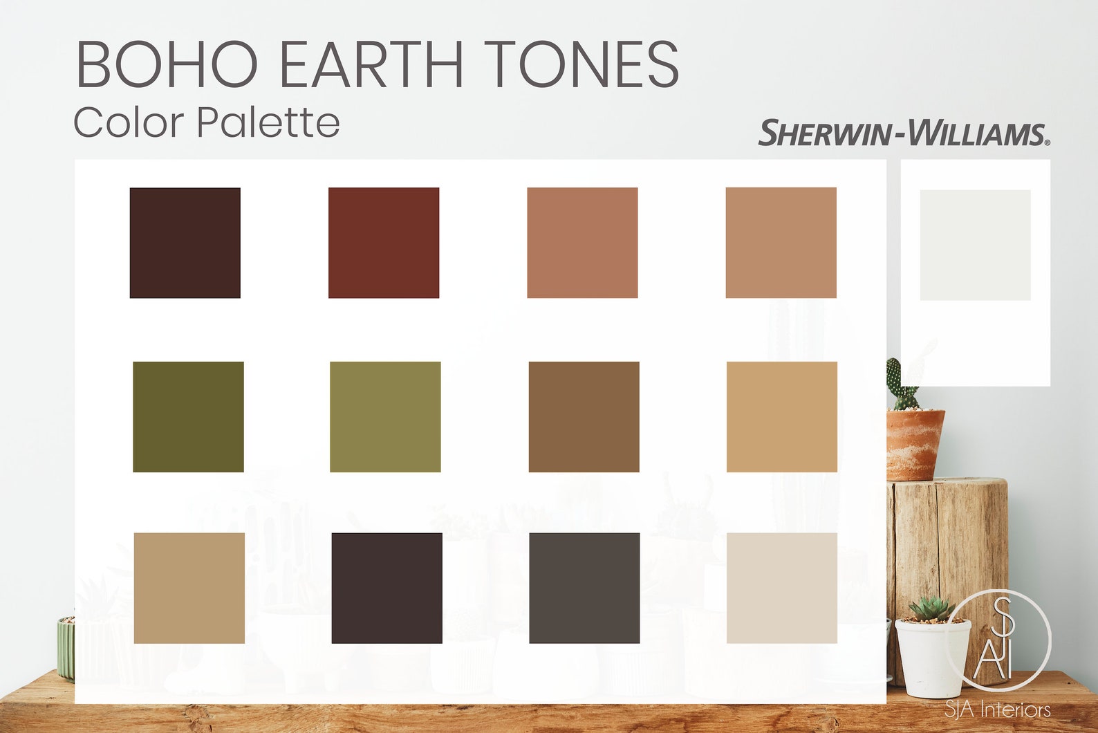 Boho Earth Tones Paint Palette Sherwin Williams E-design - Etsy