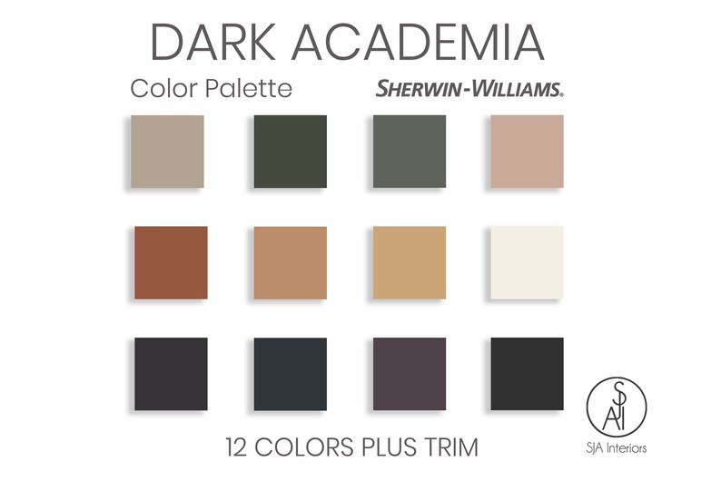 Dark Academia Paint Palette Sherwin Williams Interior - Etsy