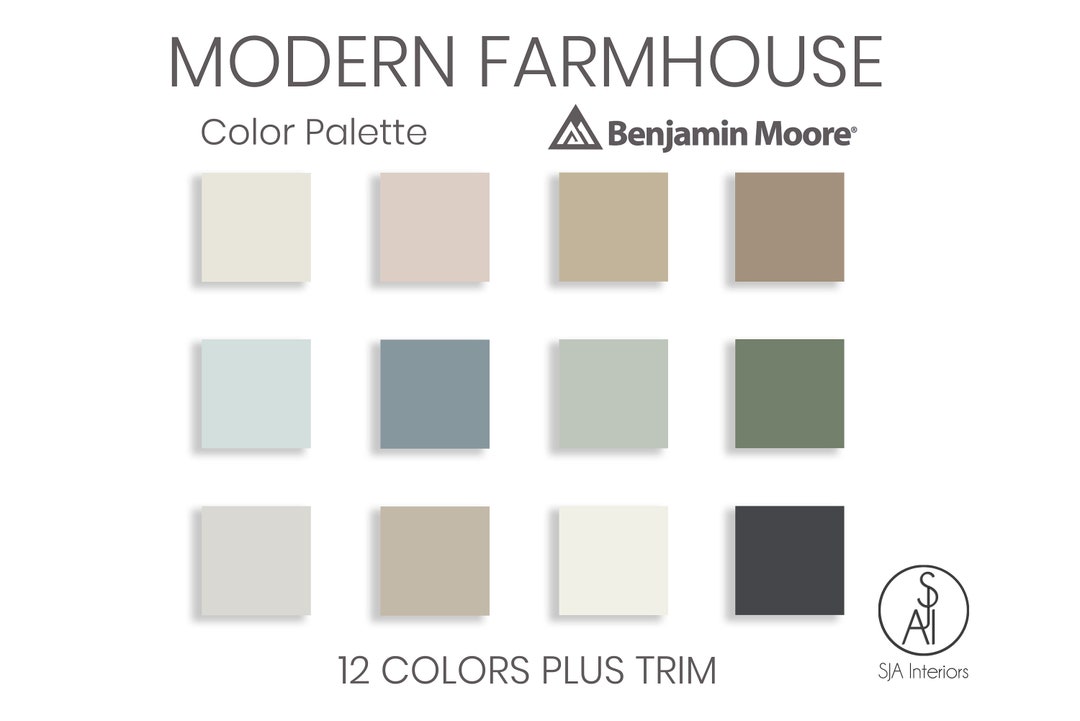 Modern Farmhouse Paint Color Palette Benjamin Moore - Etsy