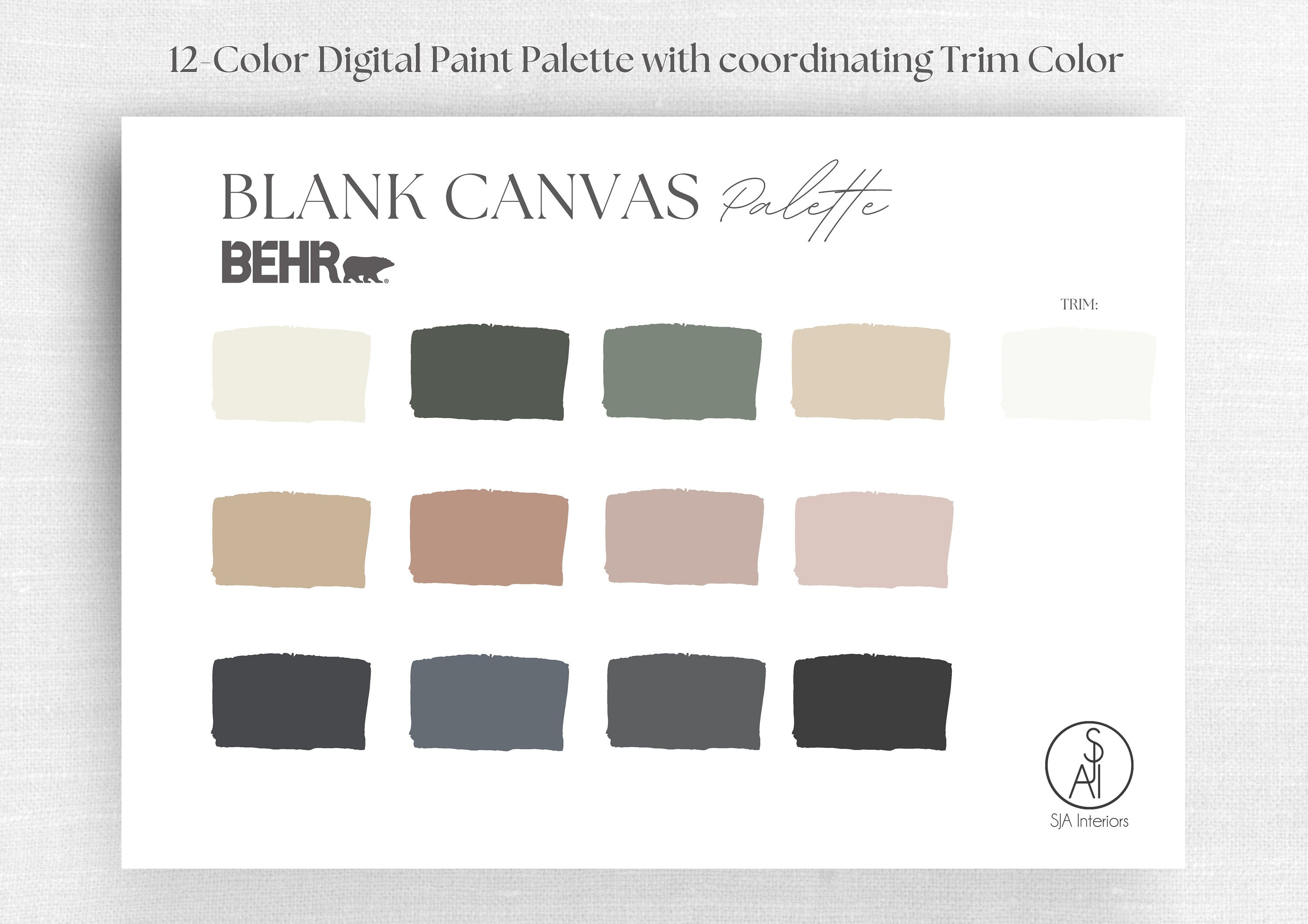 Blank Canvas Color Palette Behr Professional Paint Scheme - Etsy
