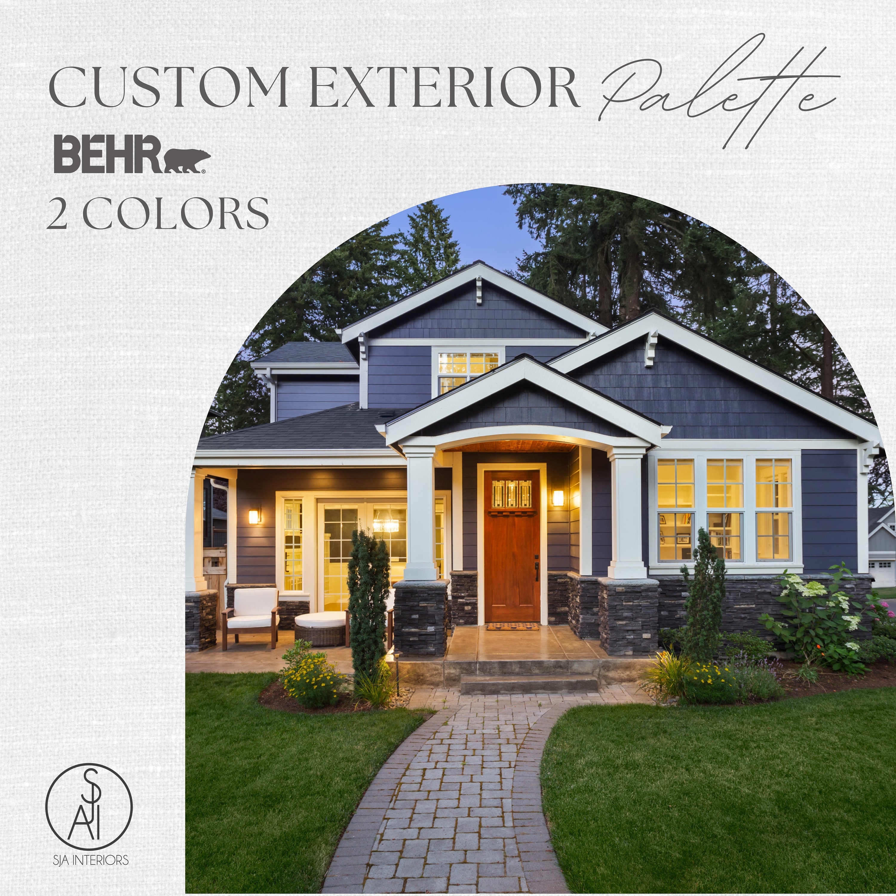 2 color Custom Exterior Paint Palette Exterior Rendering Behr Interior Design E design Etsy