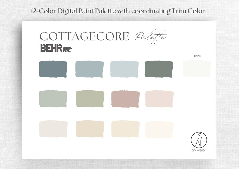 Cottagecore Paint Palette | Behr | Professional Paint Scheme | E-design ...