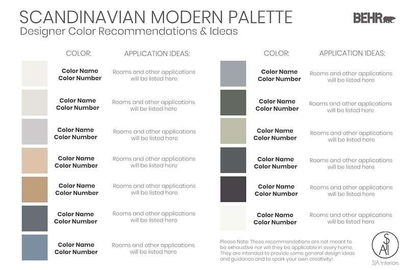 Scandinavian Modern Color Palette Behr Professional Paint - Etsy