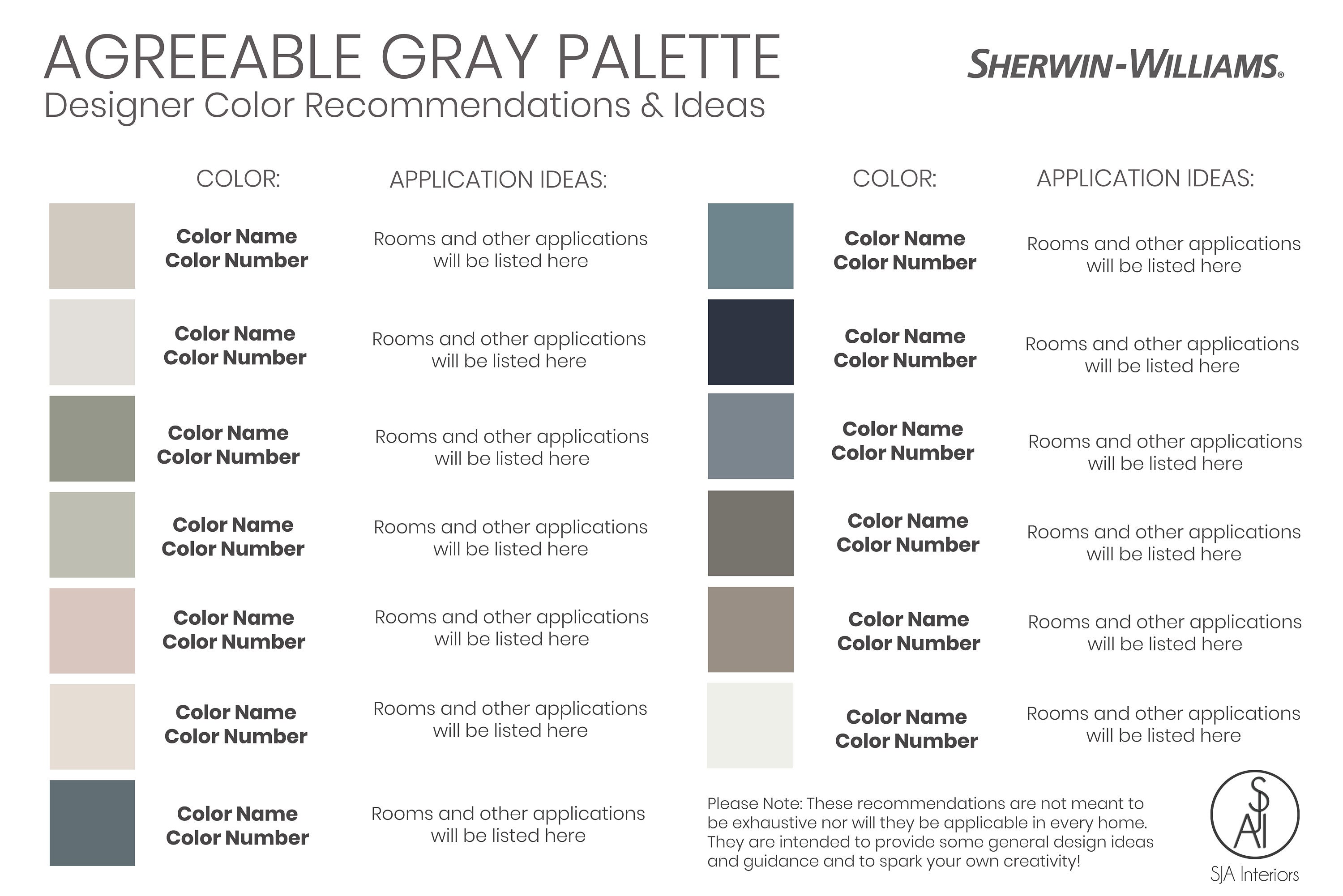 Agreeable Gray Paint Palette Sherwin Williams Interior - Etsy