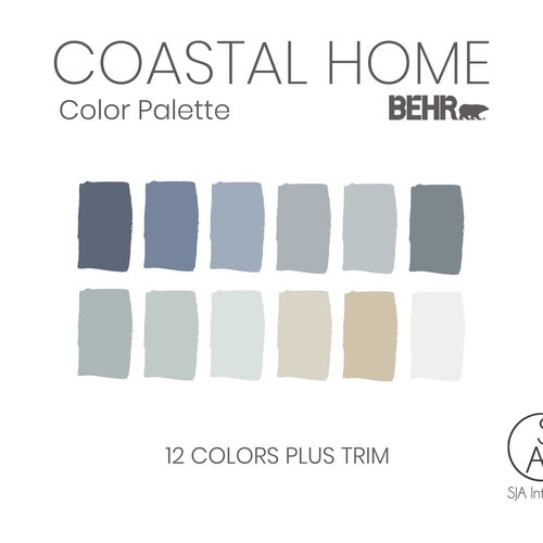 Coastal Home Color Palette Behr Interior Paint Palette - Etsy
