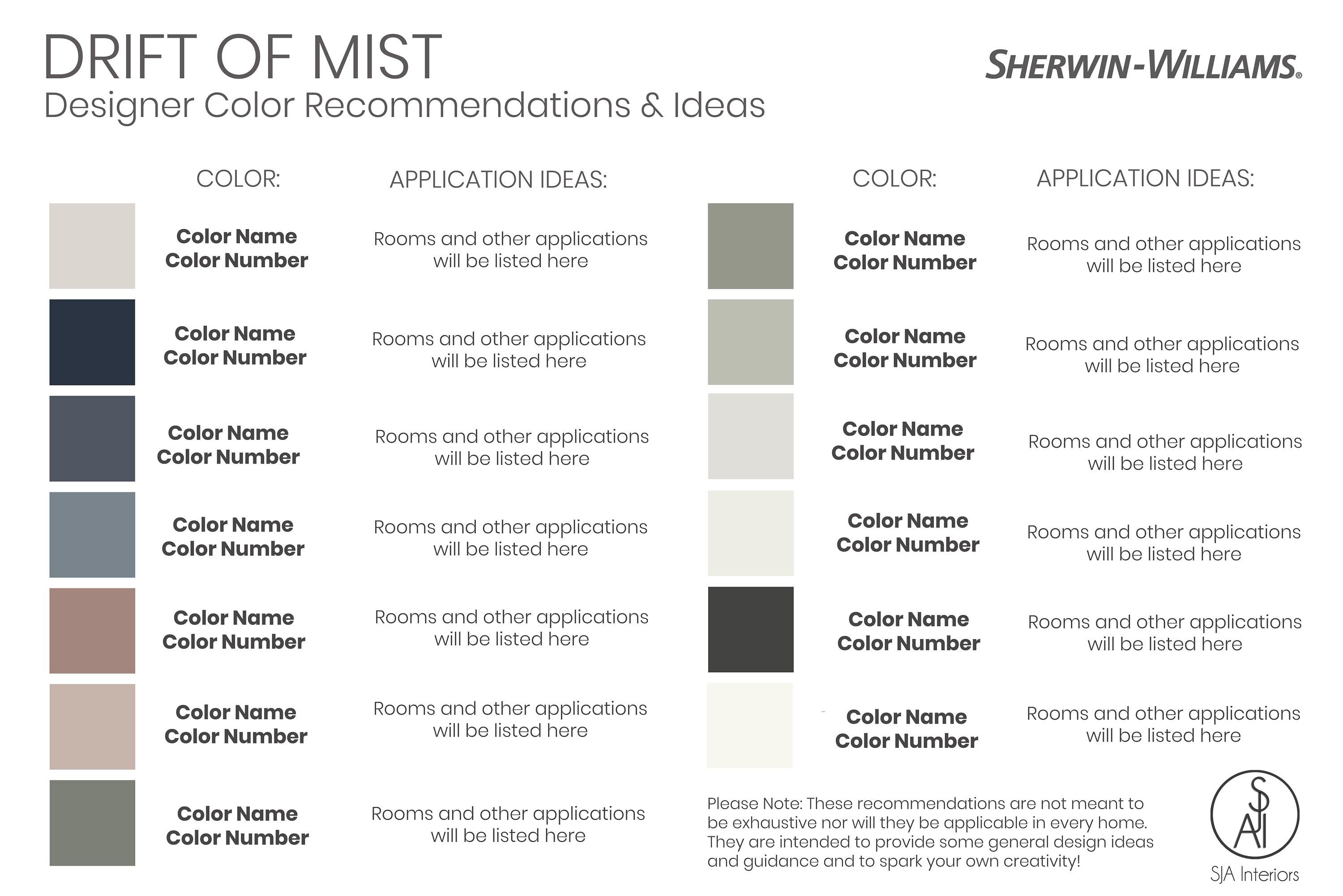 Drift of Mist Interior Paint Palette Sherwin Williams Color - Etsy