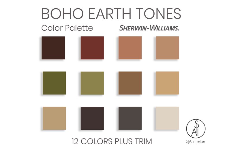 Boho Earth Tones Paint Palette Sherwin Williams E-design - Etsy