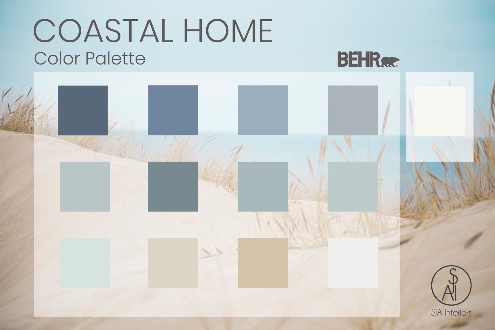 Coastal Home Color Palette Behr Interior Paint Palette - Etsy