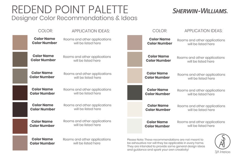 Redend Point Color Palette Sherwin Williams E-design - Etsy
