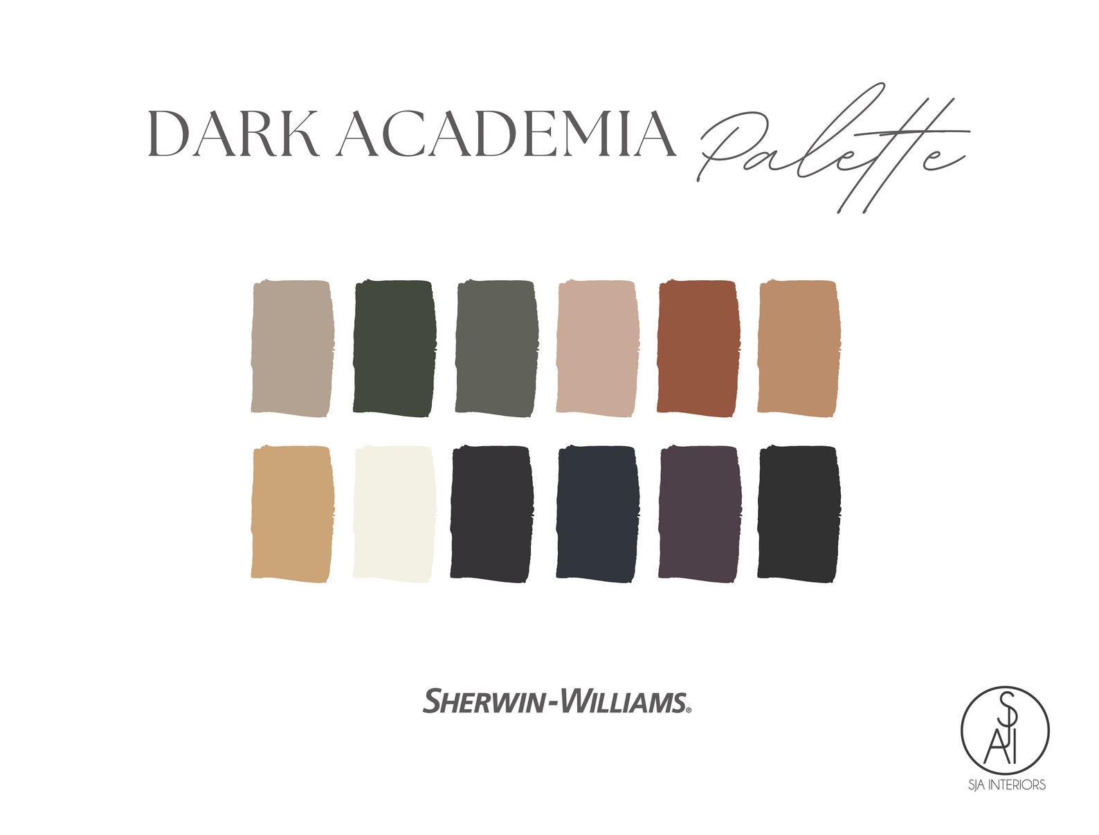 Dark Academia Paint Palette | Sherwin Williams | Interior Paint Color ...