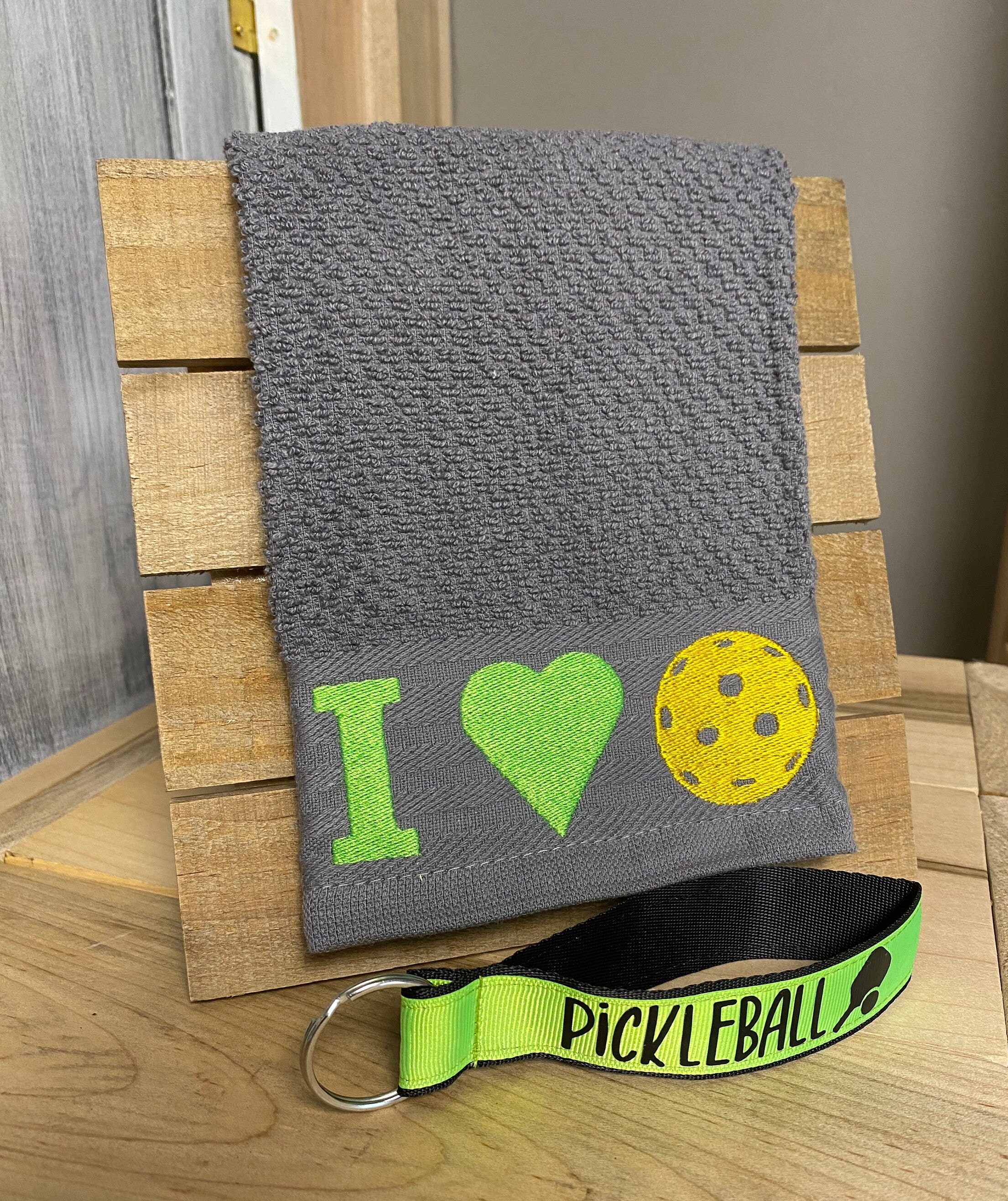 Pickleball Gift Set - "i Love" Pickleball Towel & Pickleball Key Loop ...