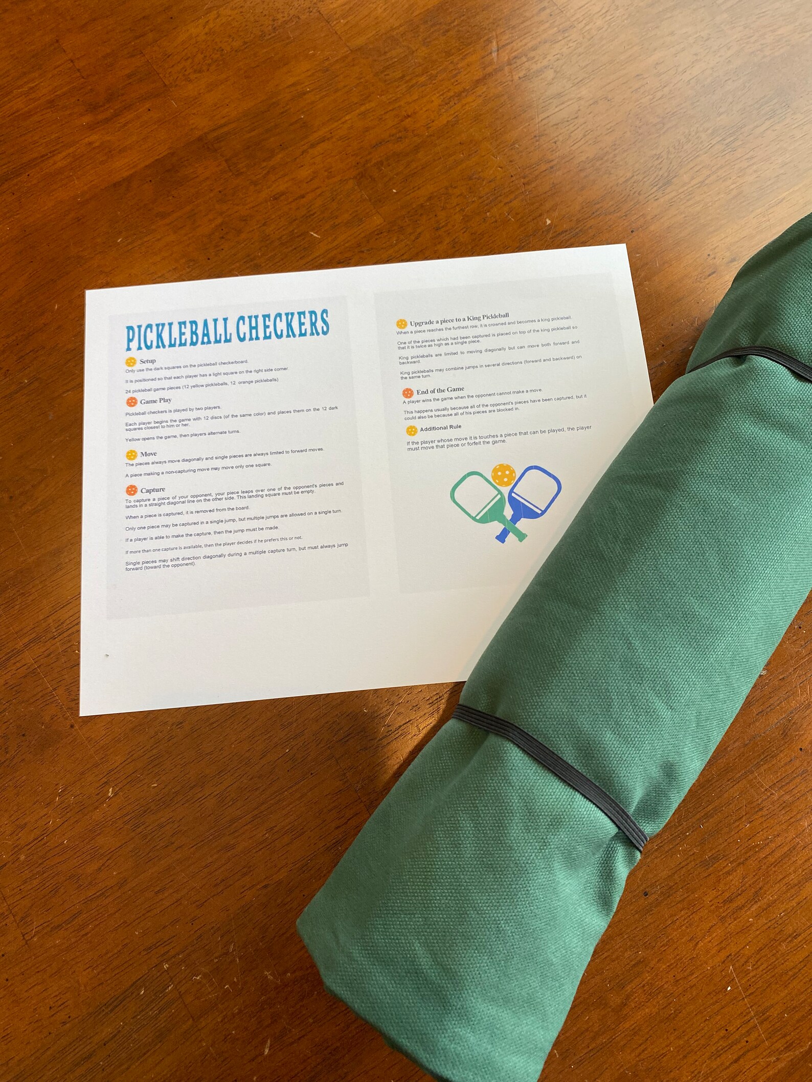 Pickleball Checkers Game - Fabric Game Board - 3D Printed Stackable ...