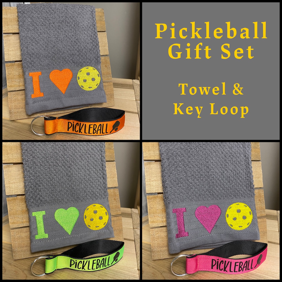 Pickleball Gift Set - "i Love" Pickleball Towel & Pickleball Key Loop ...