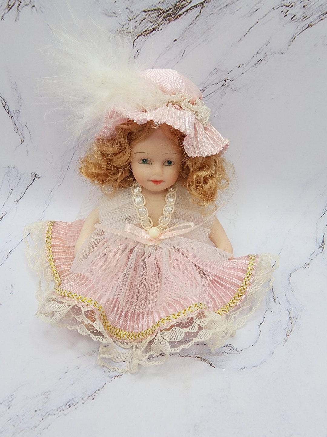 Vintage Small Porcelain Doll Feather Hat - Etsy