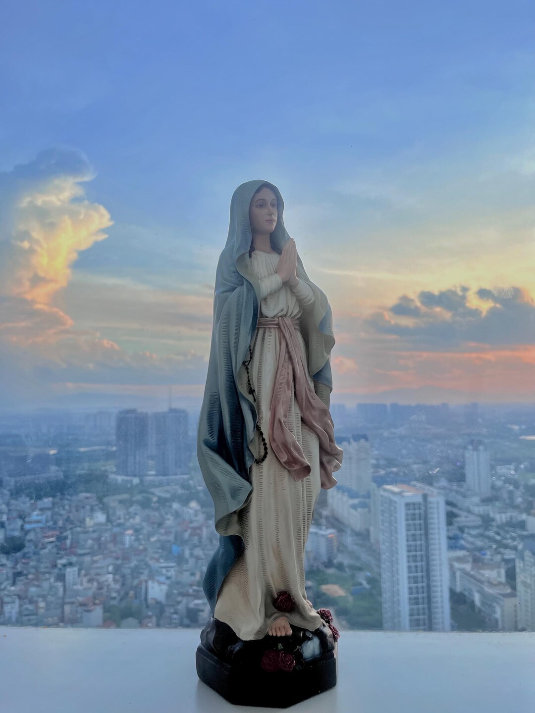 Hand-painted Mother Mary Statue: Religious Home Decor (16.93"-20.87 ...