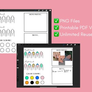 Nail Art Design Template for Procreate | Digital Nail Planner | Nail ...