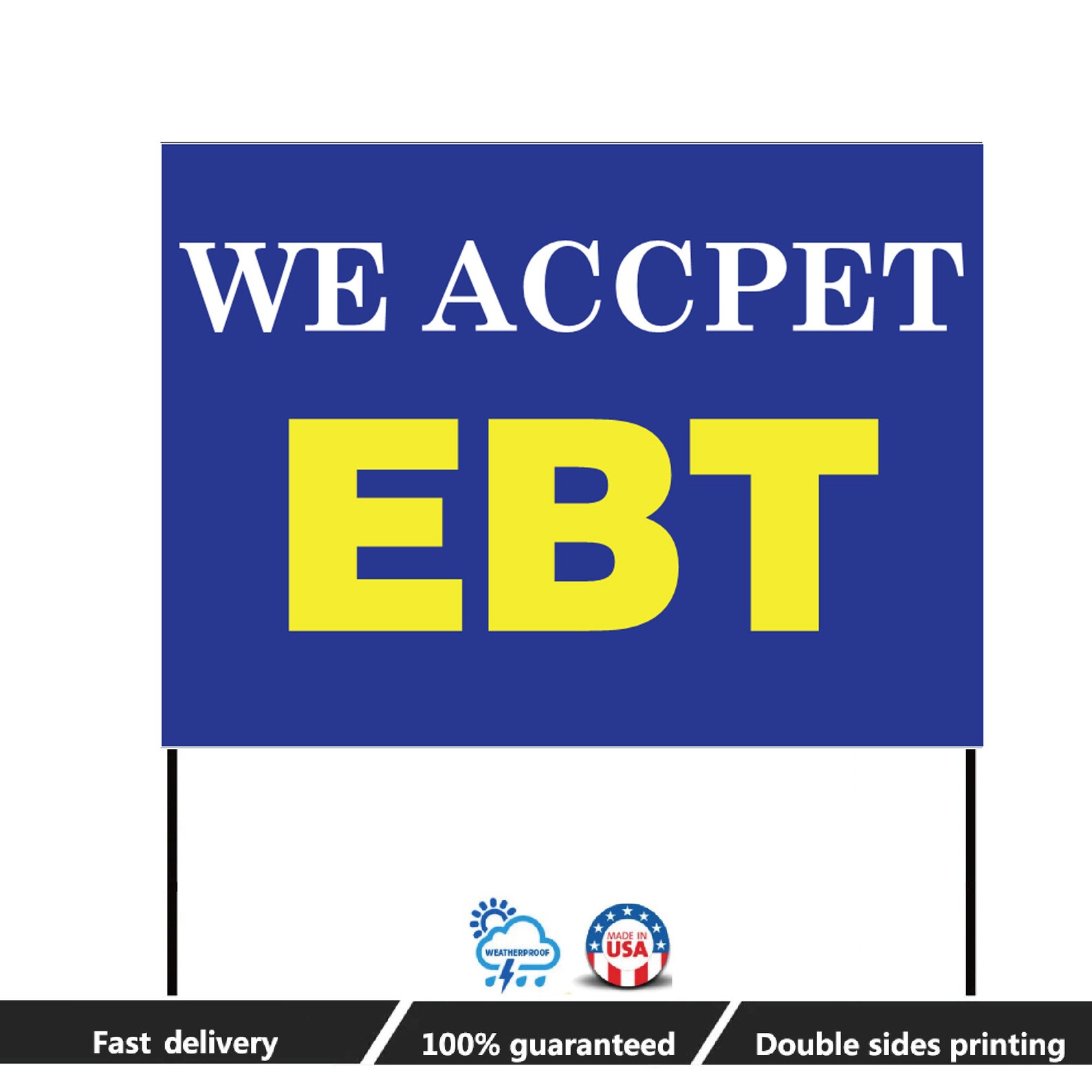 WE ACCEPT EBT / New, Store, Advertising, Flag, Custom Design Avaliable ...