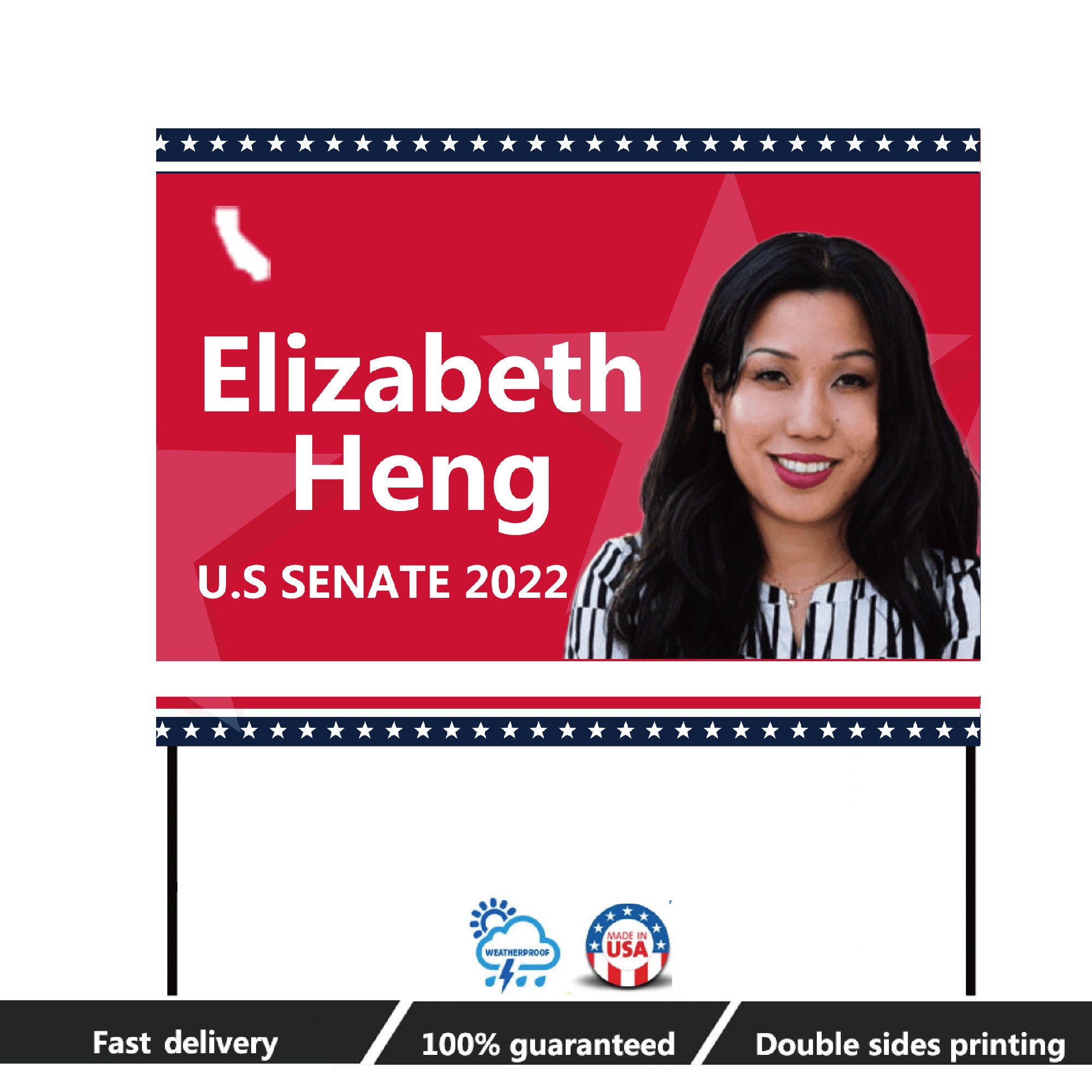 Elizabeth Heng US Senate Yard Sign - Customized Poly Bag Sign Political ...