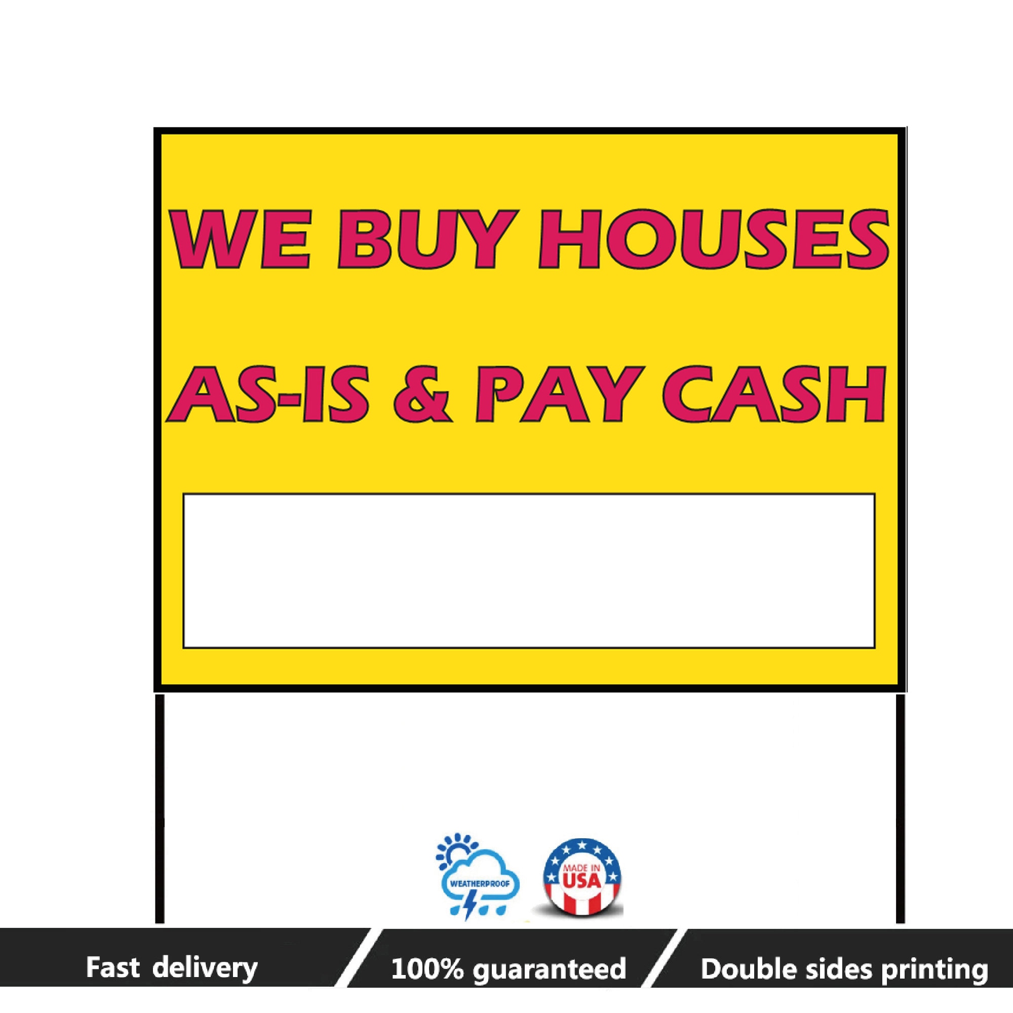 We Buy Houses Yard Signs - 24"x18" ,personalized Real Estate Custom ...