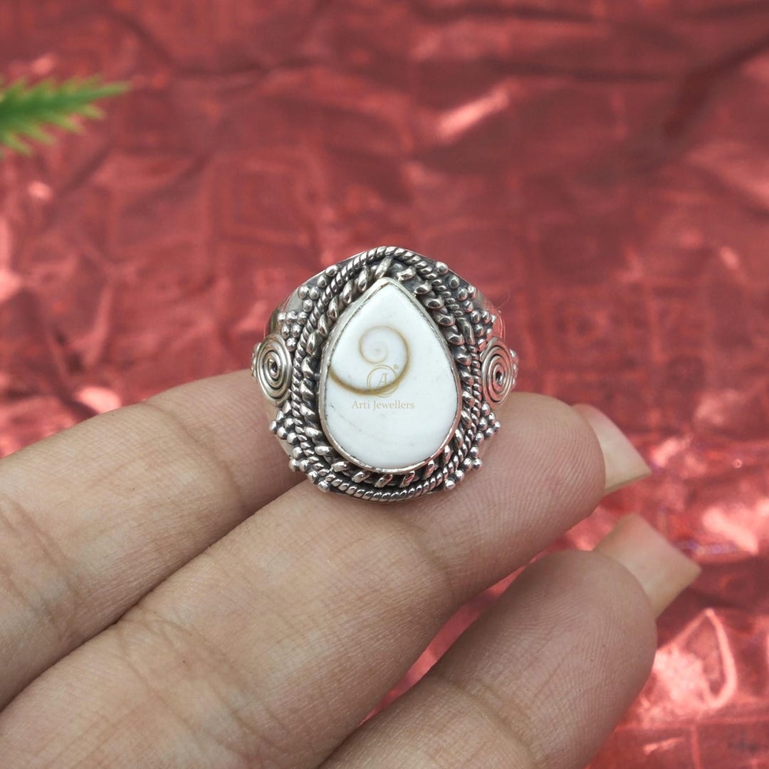 Shiva Eye Shell Gemstone Ring, 925 Sterling Silver Ring Handmade ...