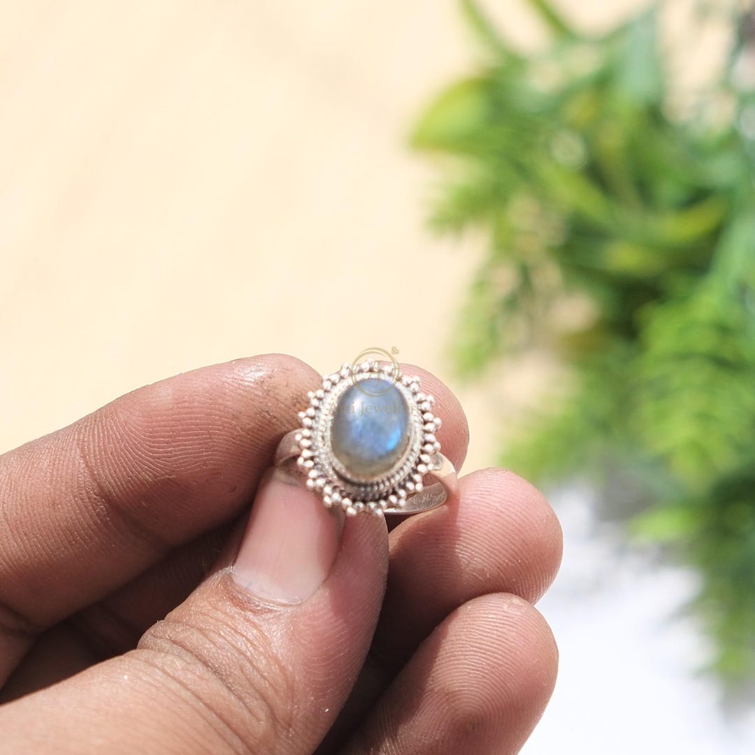 Blue Labradorite Ring, 925 Sterling Silver Ring, Handmade Stacking Ring ...