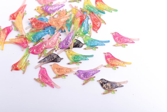 Colorful Resin Bird Cabochons Set of 10 Assorted Color - Etsy