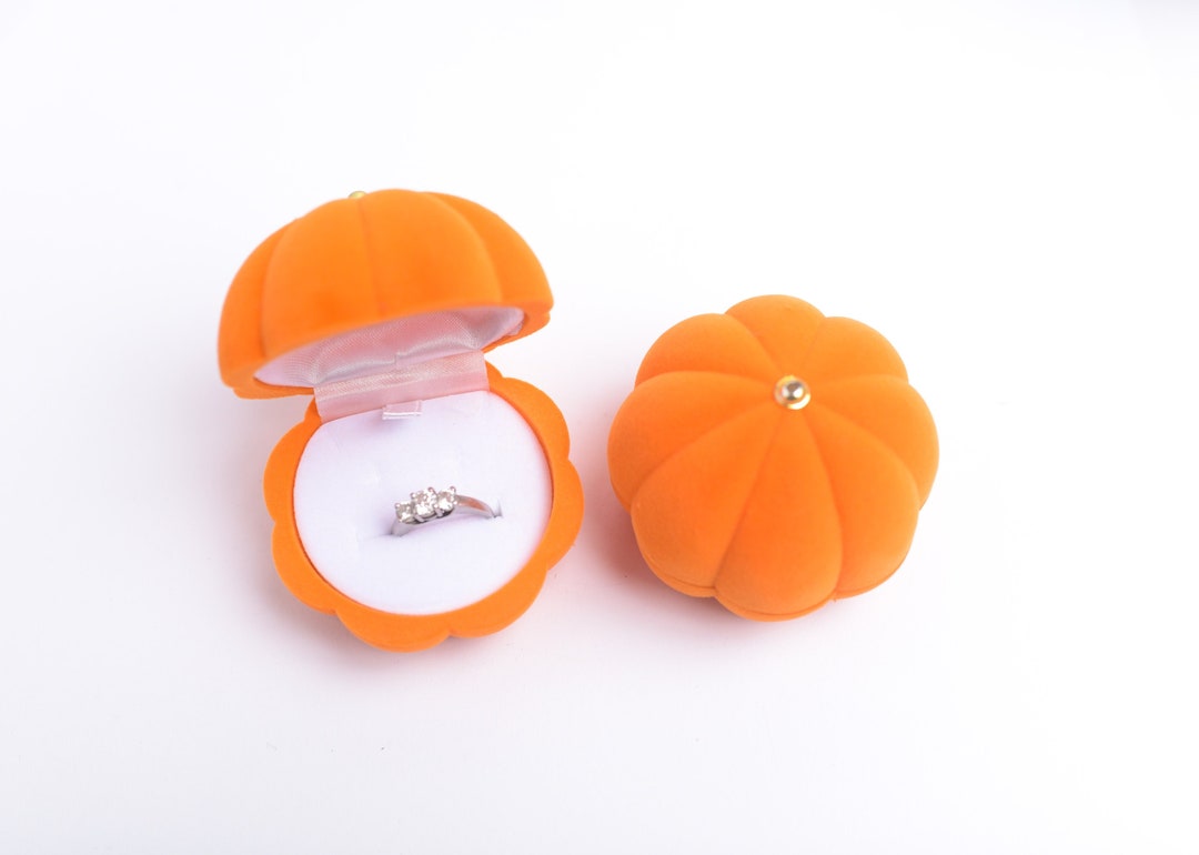 Velvet Pumpkin Ring Box, Fall Autumn Wedding Proposal Gift Box, Will ...