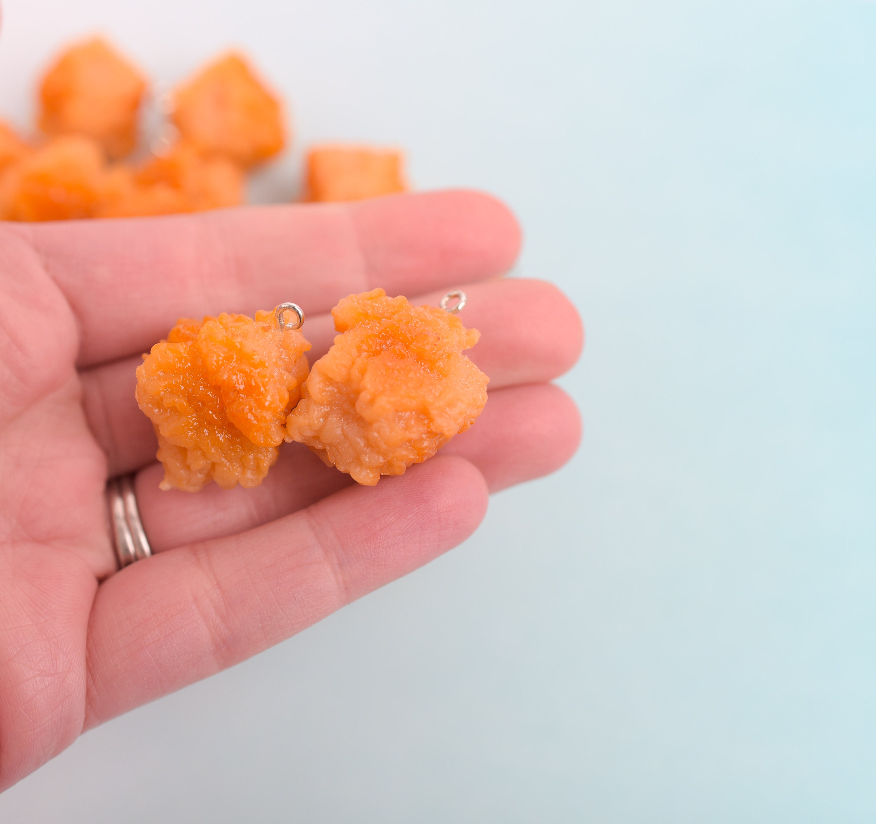 Realistic Chicken Nugget Charms, Set of 5, Silver Hook, Use for Junk ...